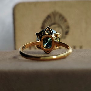 Solitaire Portuguese Cut Engagement Rings for Women, Cyan Blue Round ...