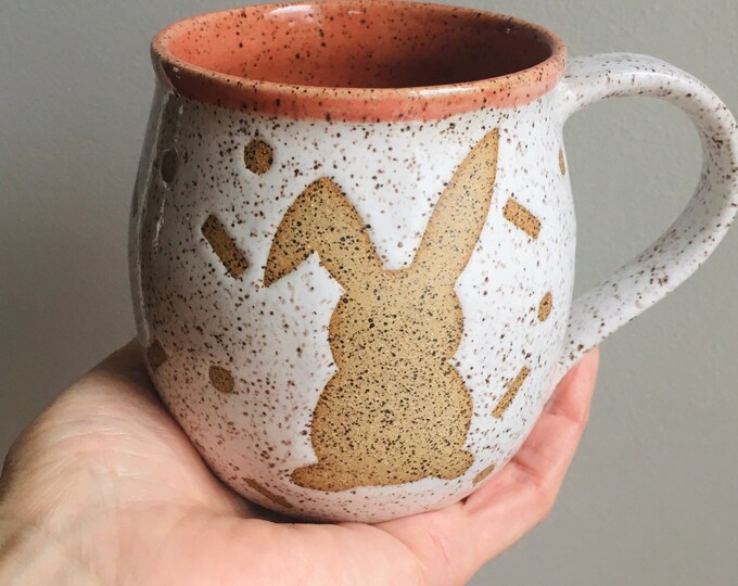 Easter Bunny Mug, Rabbit Ceramic Mug, Speckled Bunny Mug, Easter Gift ...