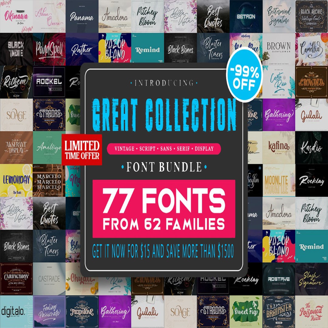 Great Collection Font Bundle - Etsy
