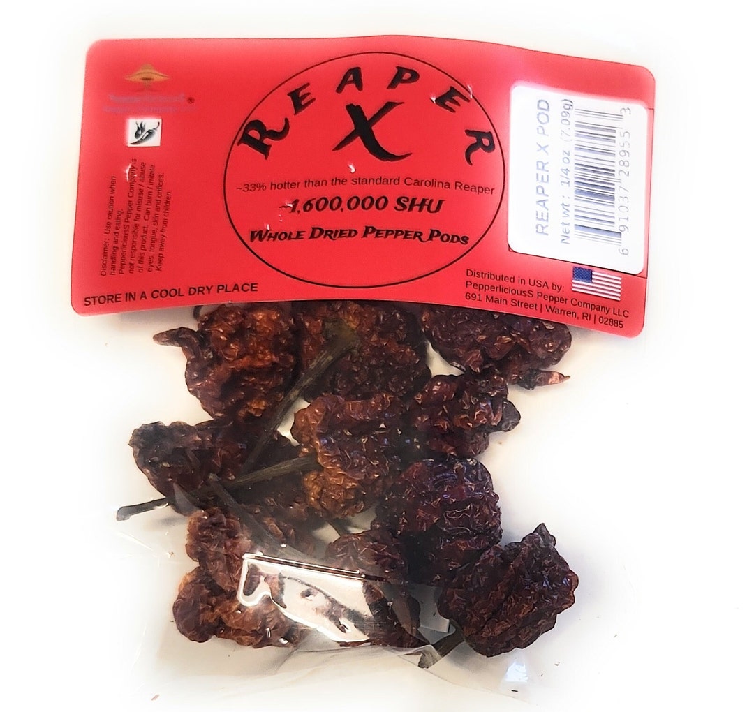 REAPER X (~1/4oz / 7.09g) Whole DRIED Pepper Pods ~33% Hotter Than ...
