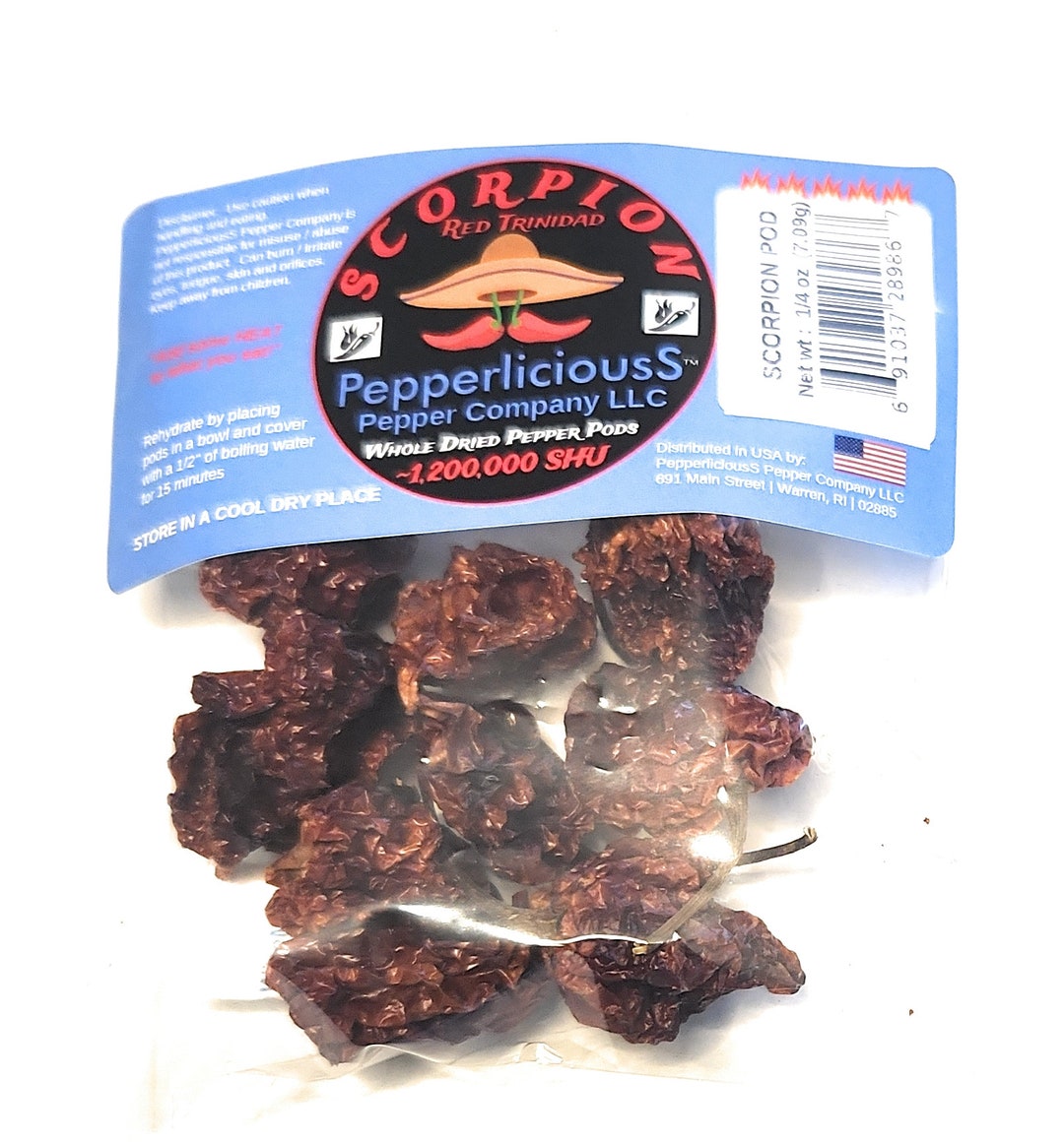 1/4oz / 7.09g - Red TRINIDAD SCORPION Whole Dried Chili Pepper Pods ...
