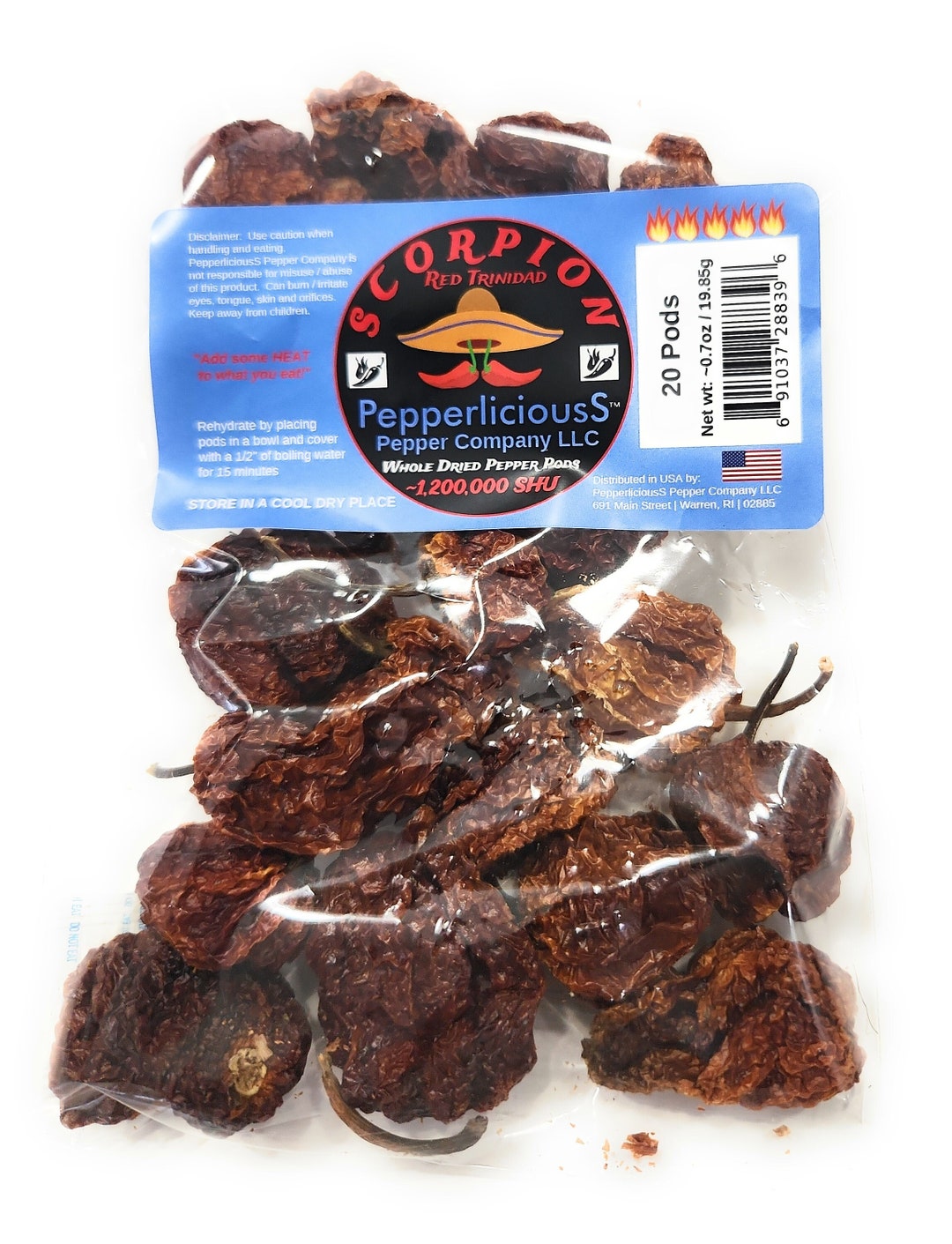 20 Red TRINIDAD SCORPION Whole Dried Chili Pepper Pods ~1,200,000 SHU ...
