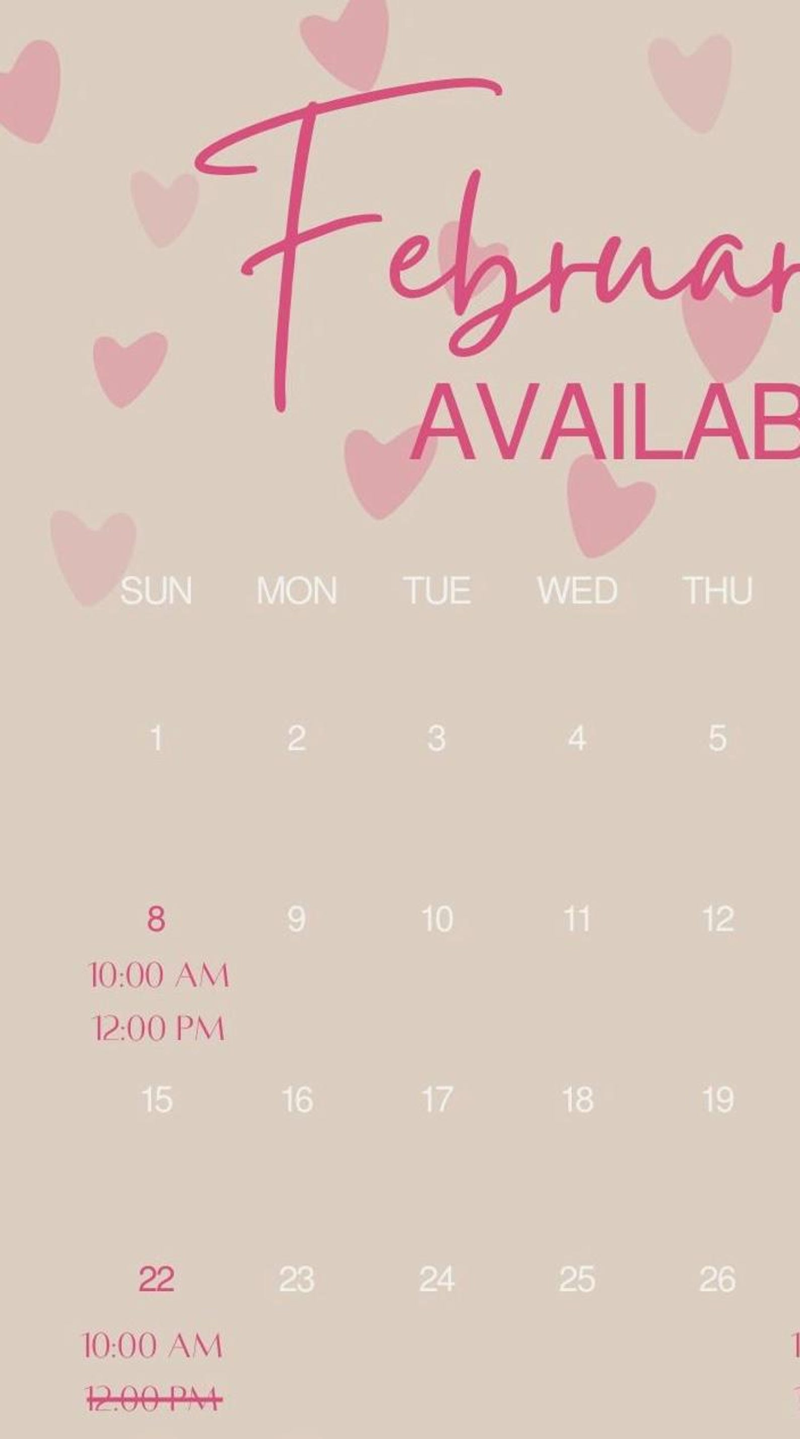 Monthly Availability Calendar Template, Social Media Availability ...
