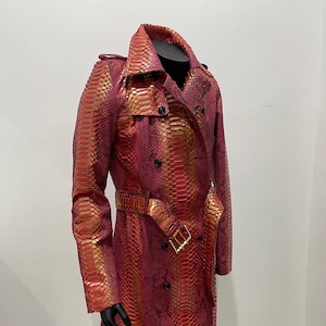 Man’s Snakeskin Trench Coat, Python Leather Red Coat, Man’s Red Leather ...