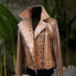 Women's Dragon Snakeskin Jacket, Python Leather Jacket, Real Python ...