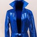 Woman’s Blue Metallic Snakeskin Coat, Python Leather Coat, Blue Python ...