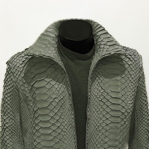 Man’s KING Snakeskin Biker Jacket, Black Python Leather Jacket for Men ...