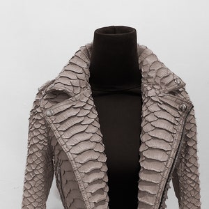 Custom Python Leather Biker Jacket, King Python Leather Jacket for Women, Dragon Python Leather ...