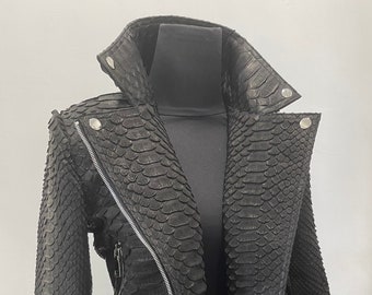 King Python Leather Jacket Women's Snakeskin Jacket | Etsy