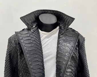 White Snakeskin Motorcycle Men's Python Leather Jacket - Etsy