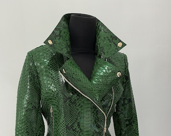Green Snakeskin Jacket Womens Python Leather Emerald | Etsy