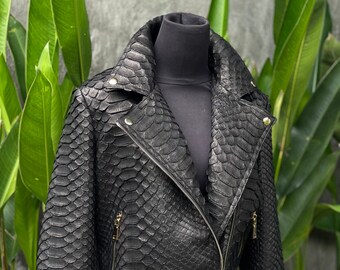 King Python Leather Jacket Women's Snakeskin Jacket | Etsy