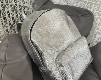 Snakeskin Backpack Unisex Black Python Leather Backpack | Etsy