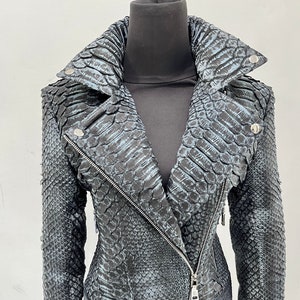 Dragon Snakeskin Biker Jacket, Women's Python Leather Jacket Antique ...