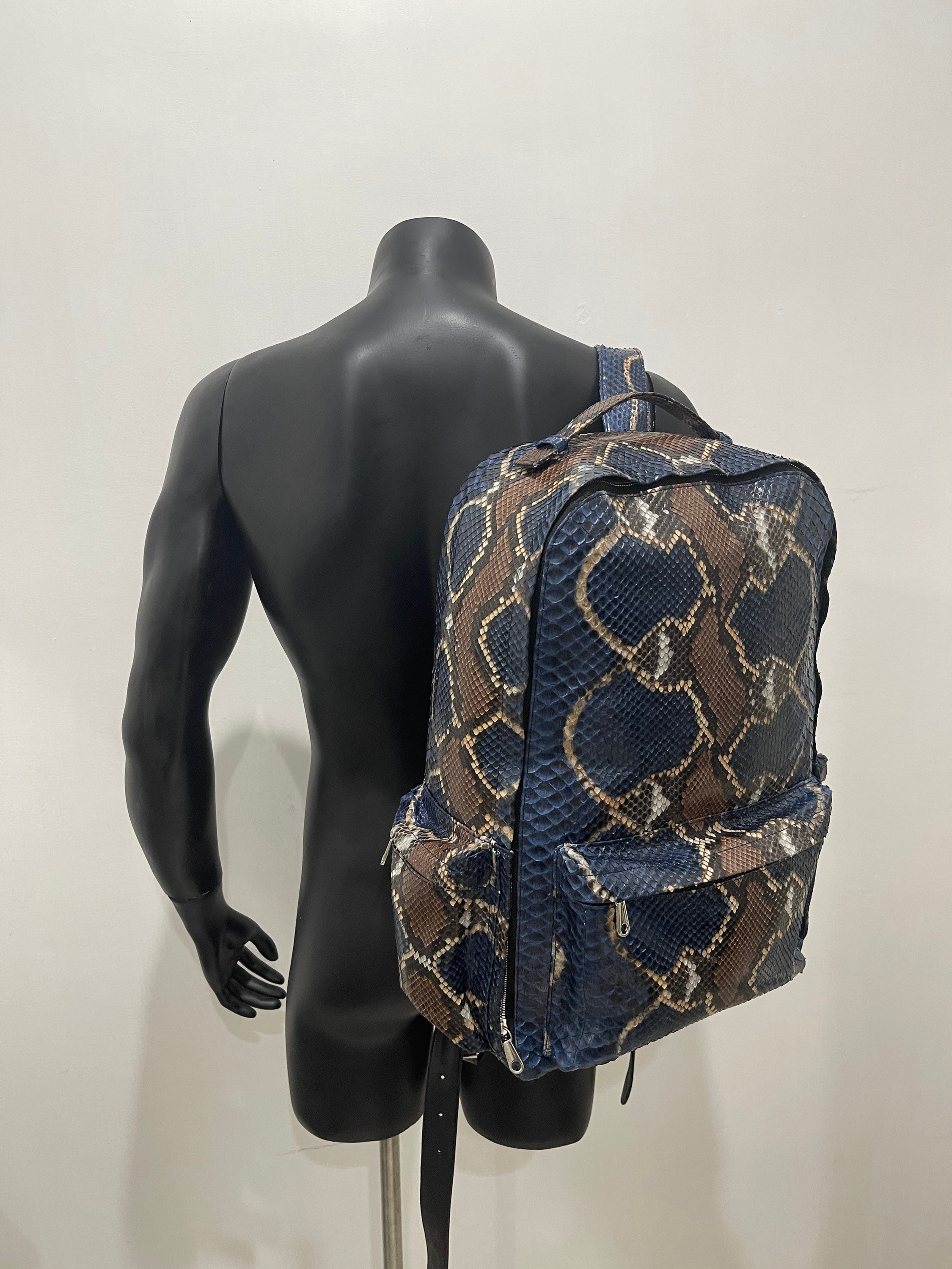 Snakeskin Backpack, Python Leather Backpack, Multicolor Leather ...