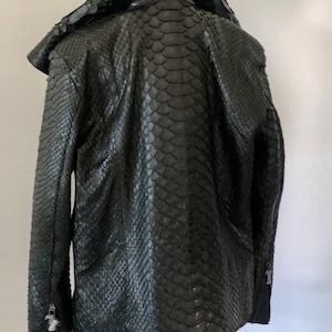 Dragon Python Leather Jacket, Hooded Women's Snakeskin Jacket, King ...