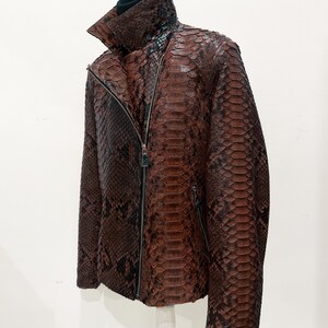 Man’s KING Snakeskin Biker Jacket, Brown Biker Custom Jacketfor Men ...