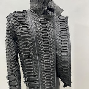 Man’s KING Snakeskin Biker Jacket, Black Python Leather Jacket for Men ...