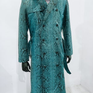 Men’s Snakeskin Trench Coat, Dragon Python Leather Men’s Coat, Men’s ...