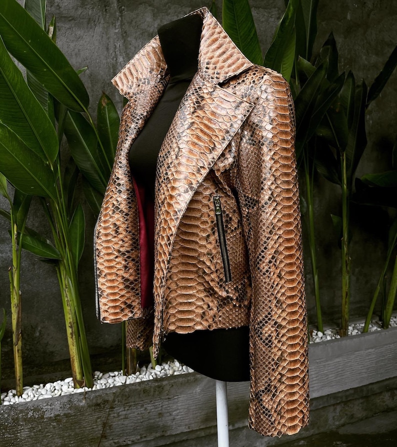 Women's Dragon Snakeskin Jacket Python Leather Jacket - Etsy
