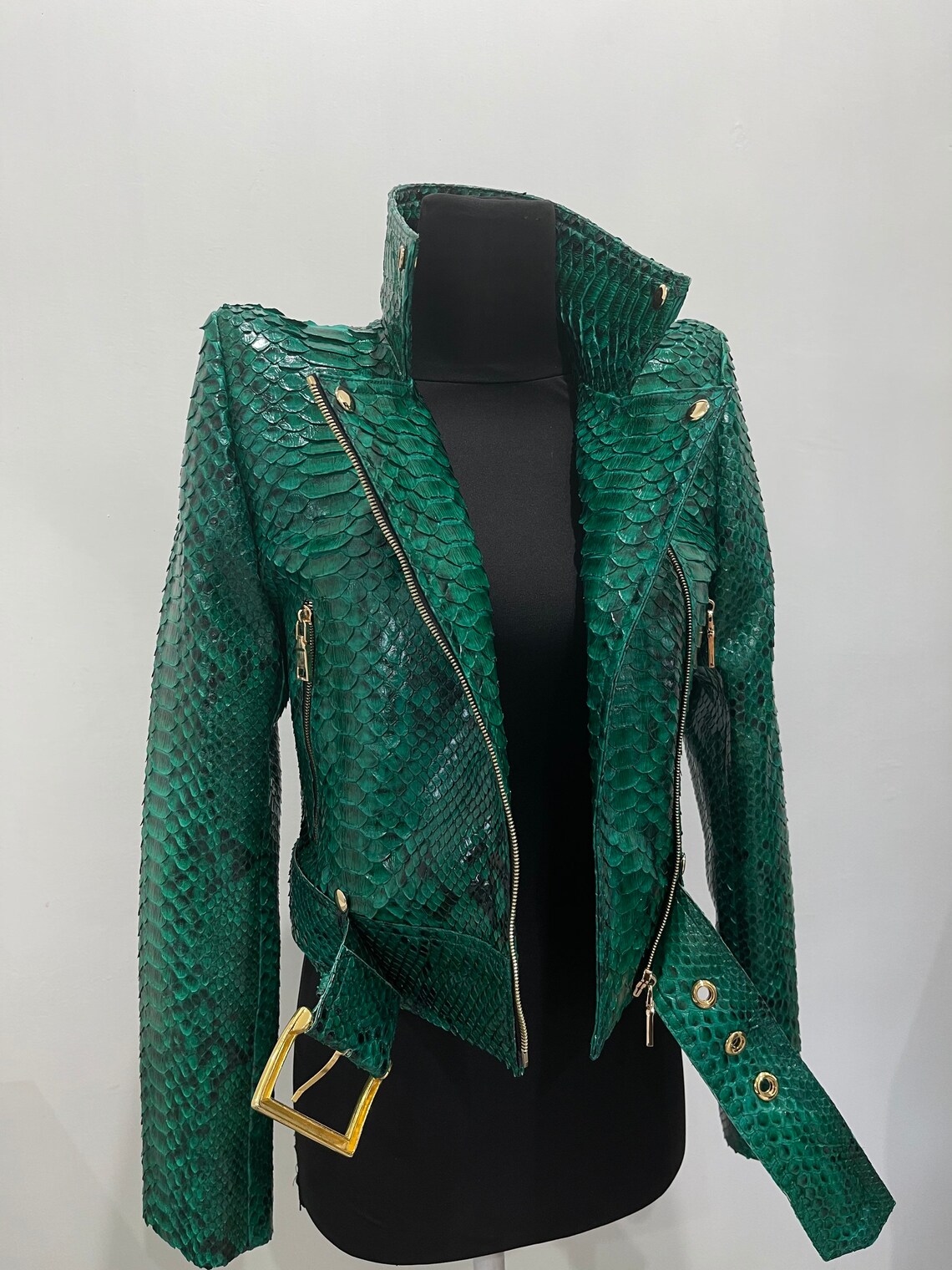 Green Snakeskin Jacket Womens Python Leather Emerald | Etsy