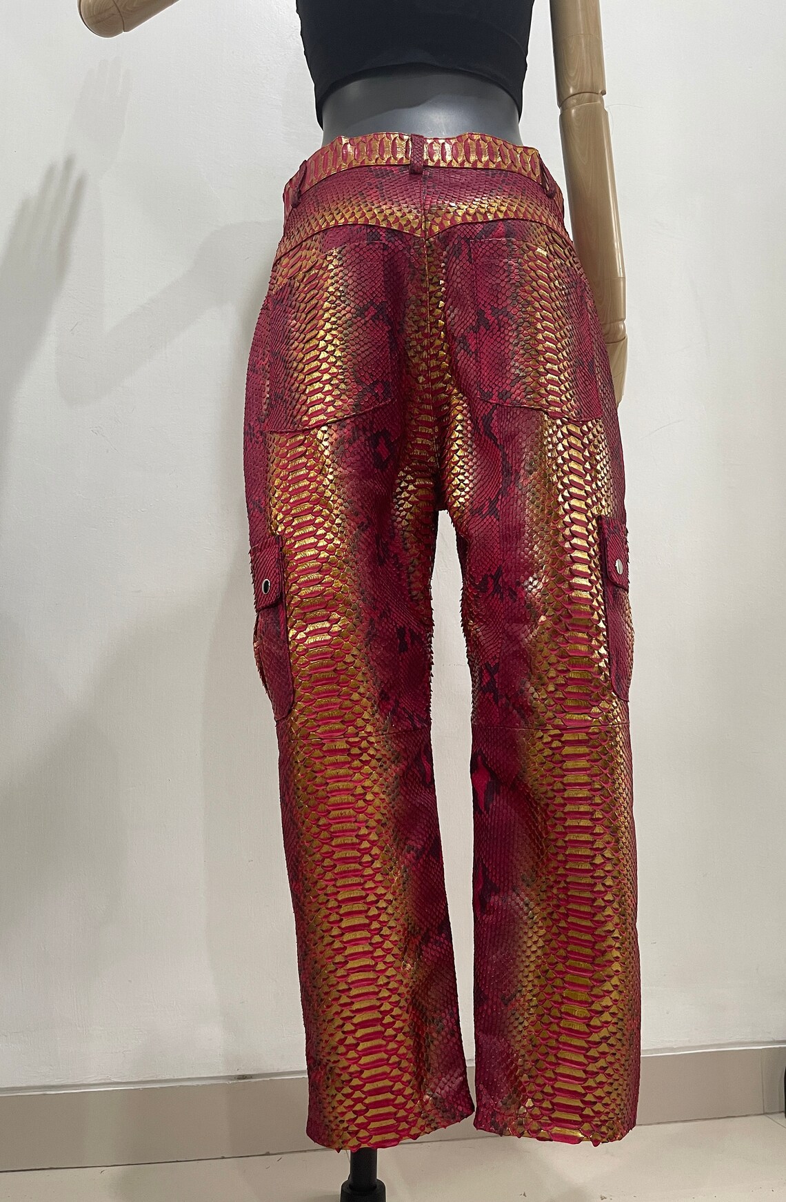 Python Leather Pants Snakeskin Culottes Pants Leather - Etsy