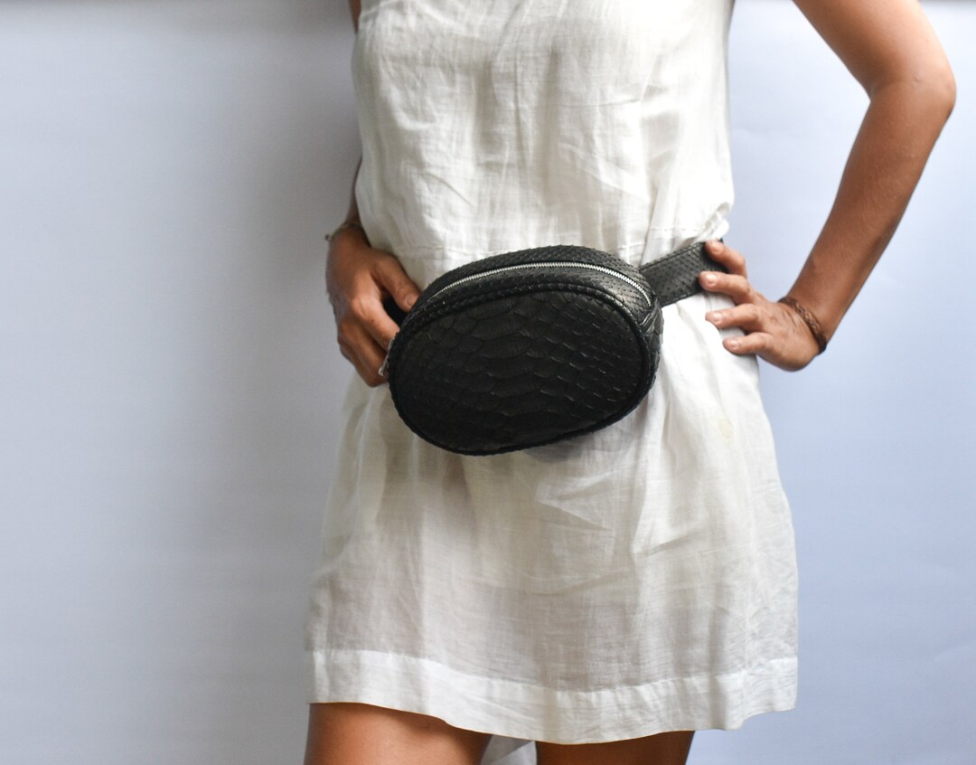 Snakeskin Belt Bag, Python Leather Waist Bag, Snakeskin Bum Bag, Leather Fanny Pack, Leather Hip ...