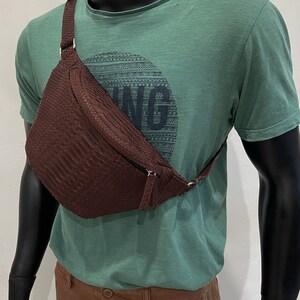 Snakeskin Unisex Fanny Pack, Python Leather Waist Bag, Snakeskin Belt Bag, Leather Hip Pouch ...
