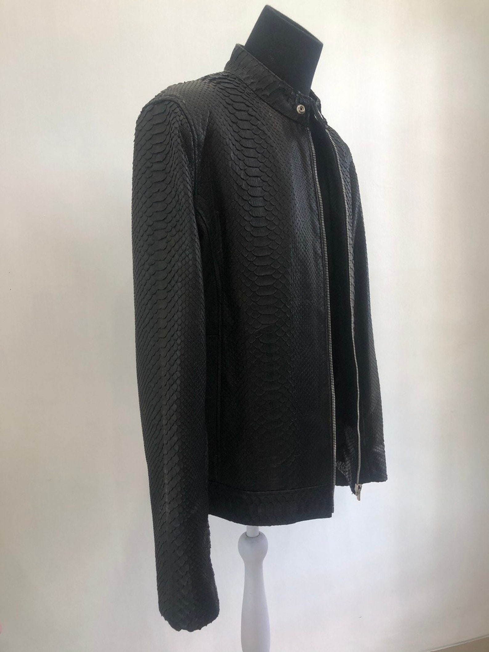 Snakeskin Jacket for Man Black Python Leather Jacket Natural | Etsy