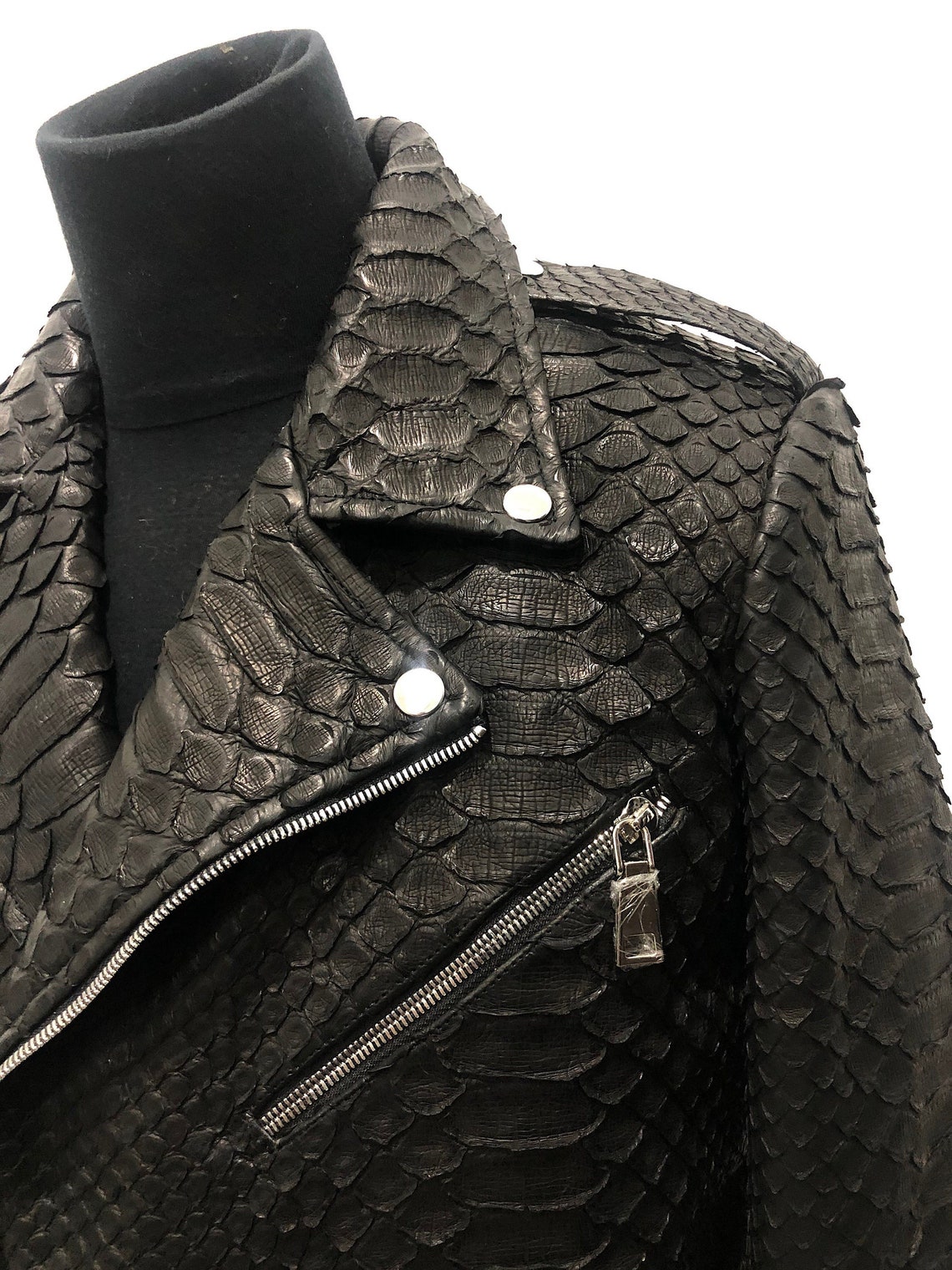 Man's Biker Snakeskin Jacket Dragon Python Leather - Etsy