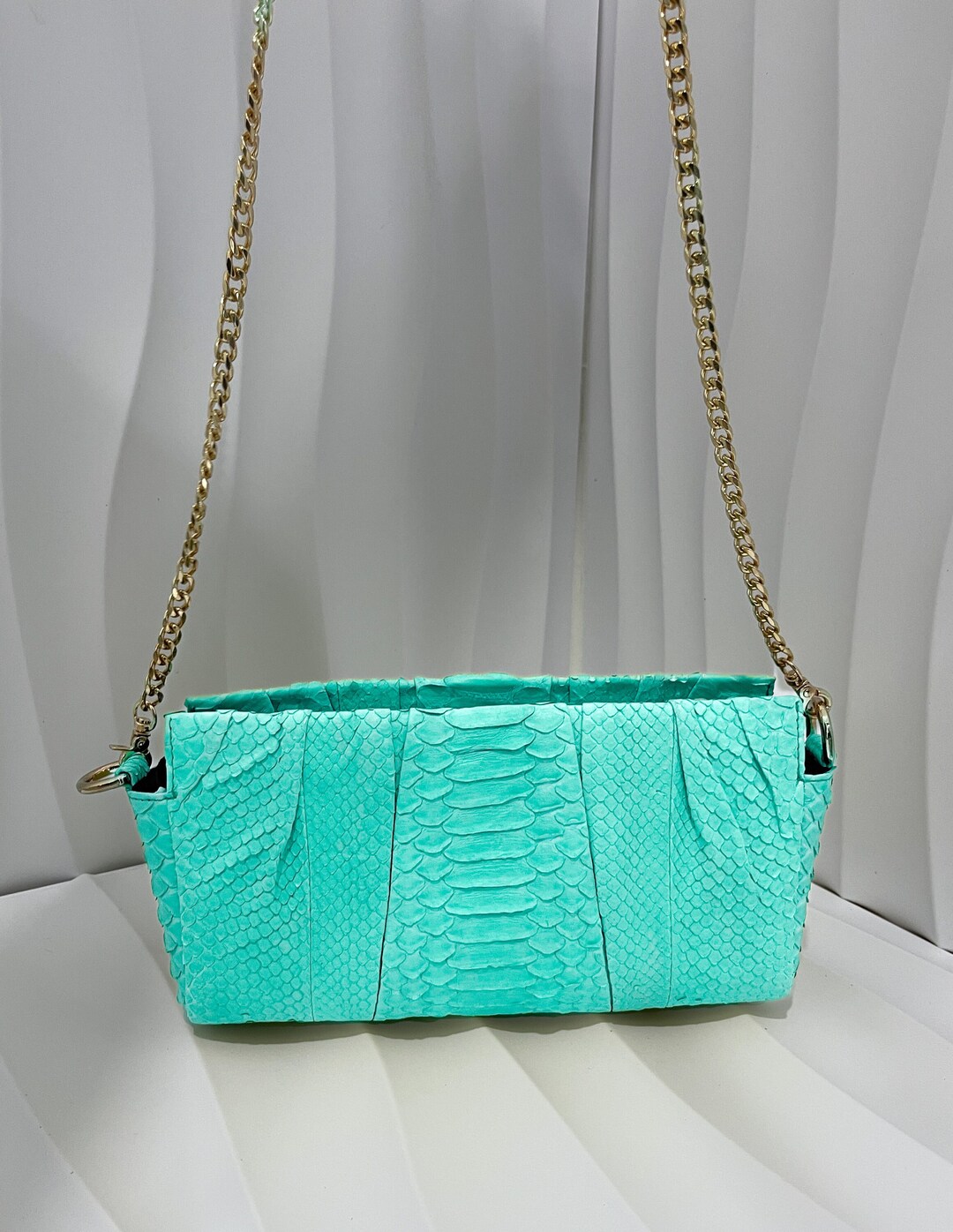 Snakeskin Crossbody Bag, Python Leather Purse, Aquamarine Leather Purse ...