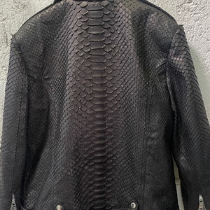 Man's Biker Snakeskin Jacket Dragon Python Leather Jacket Black Leather ...