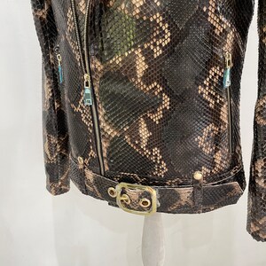 Custom Man’s Snakeskin Biker Jacket, Motor Python Leather Jacket, Brown ...