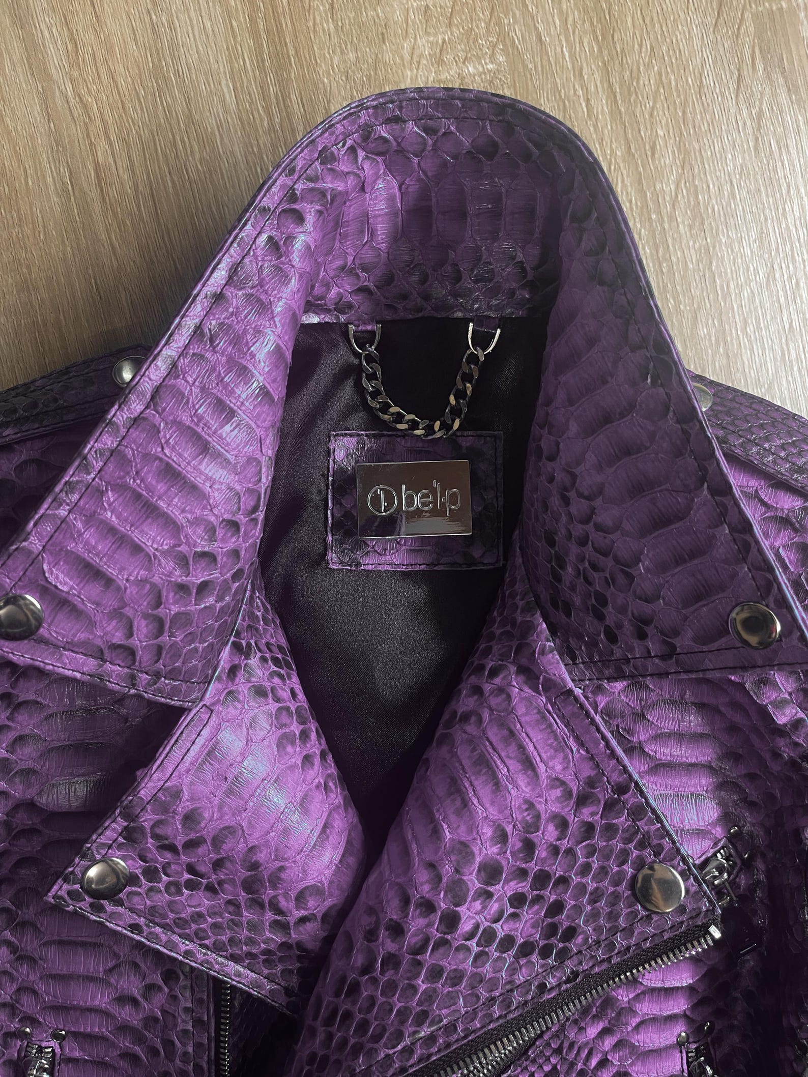 Purple Snakeskin Jacket, Purple Python Leather Biker Jacket, Woman's ...