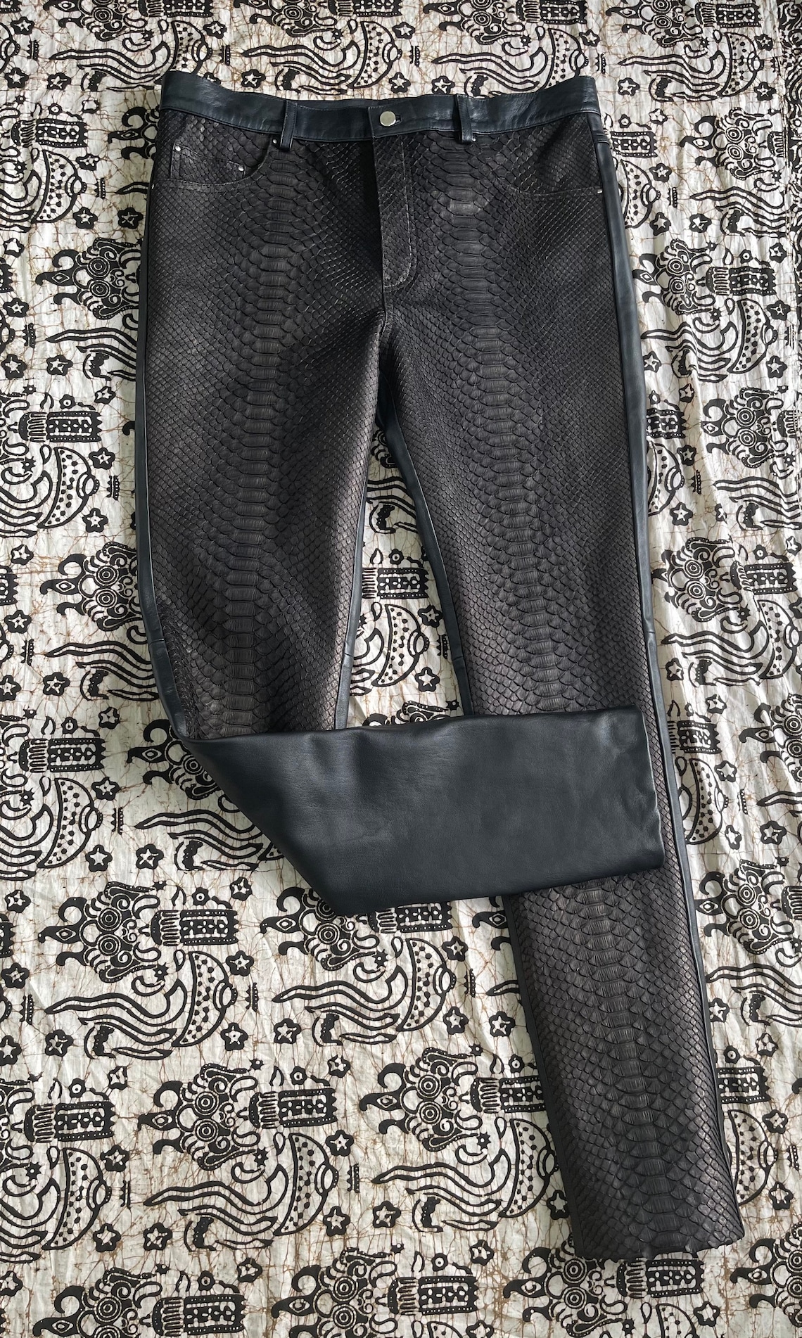 Python Leather Pants Snakeskin Pants Black Leather Pants - Etsy