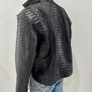 Man's KING Snakeskin Biker Jacket, Black Python Leather Jacket for Men ...