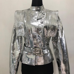 Silver Snakeskin Jacket /vest Python Leather Jacket - Etsy