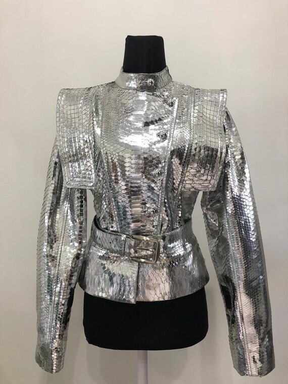 Silver Snakeskin Jacket /vest Python Leather Jacket - Etsy