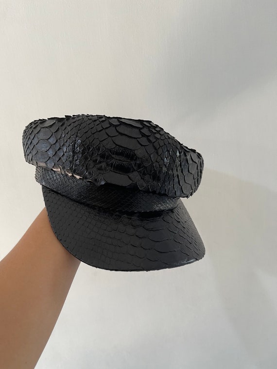 Snakeskin Hat Python Leather Cap Black Snake Skin Hat - Etsy.de