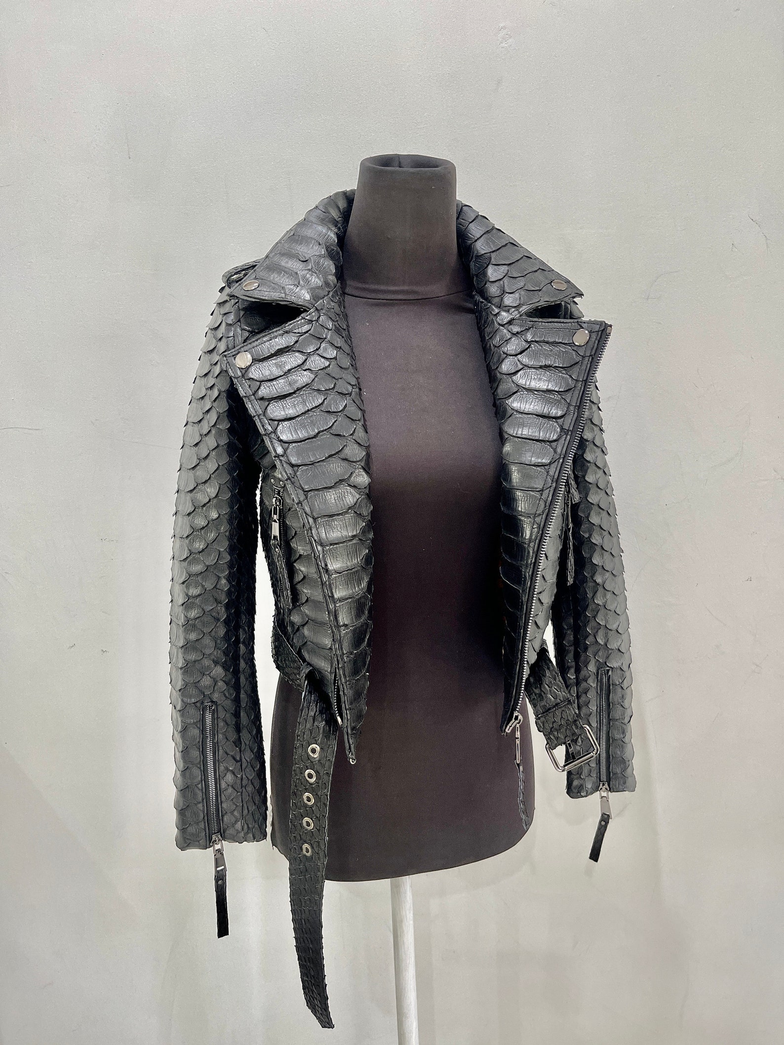 Custom Python Leather Jacket Womans Biker Snakeskin Jacket - Etsy