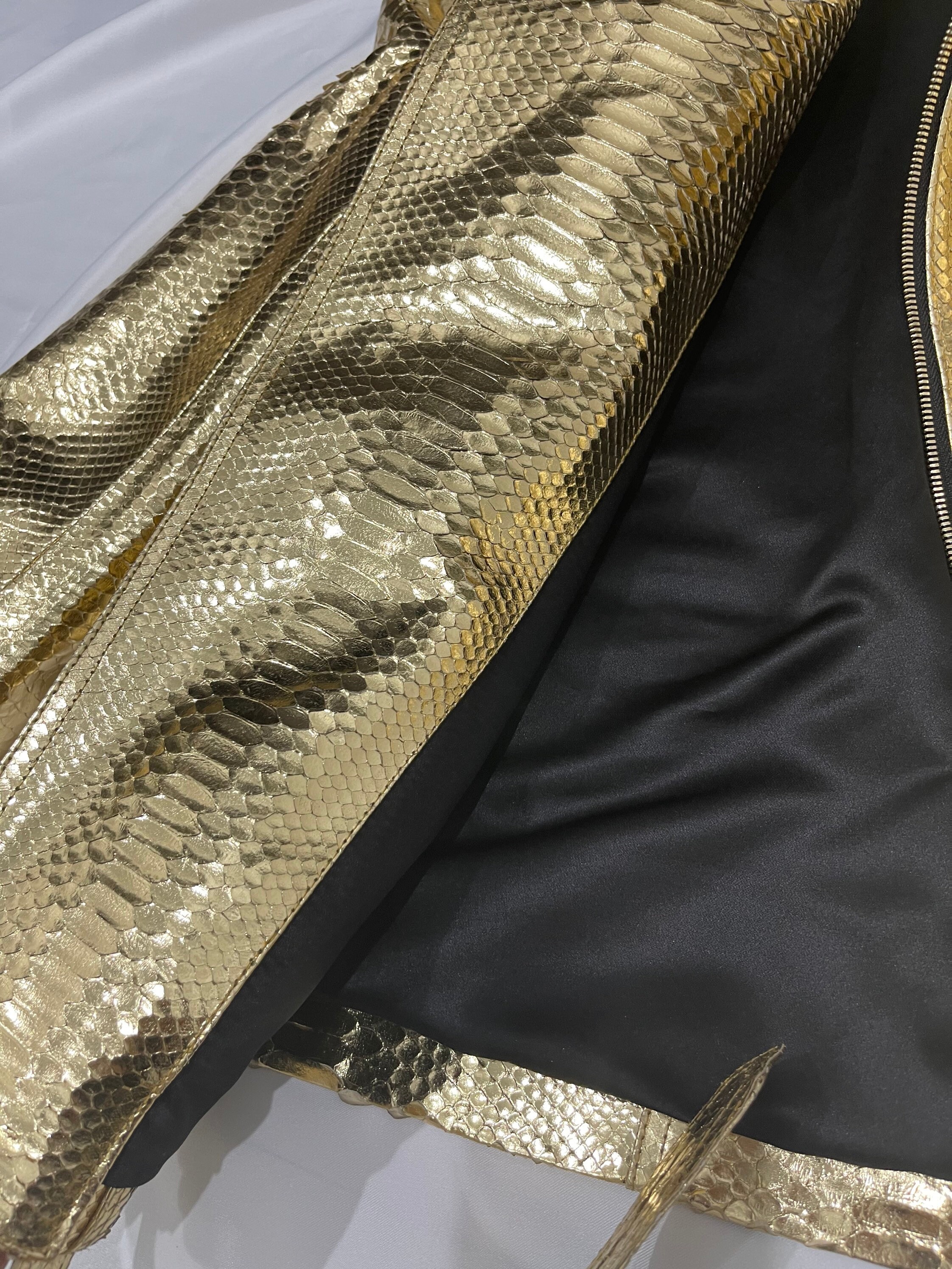 Golden Snakeskin Jacket Python Leather Moto Style Jacket - Etsy