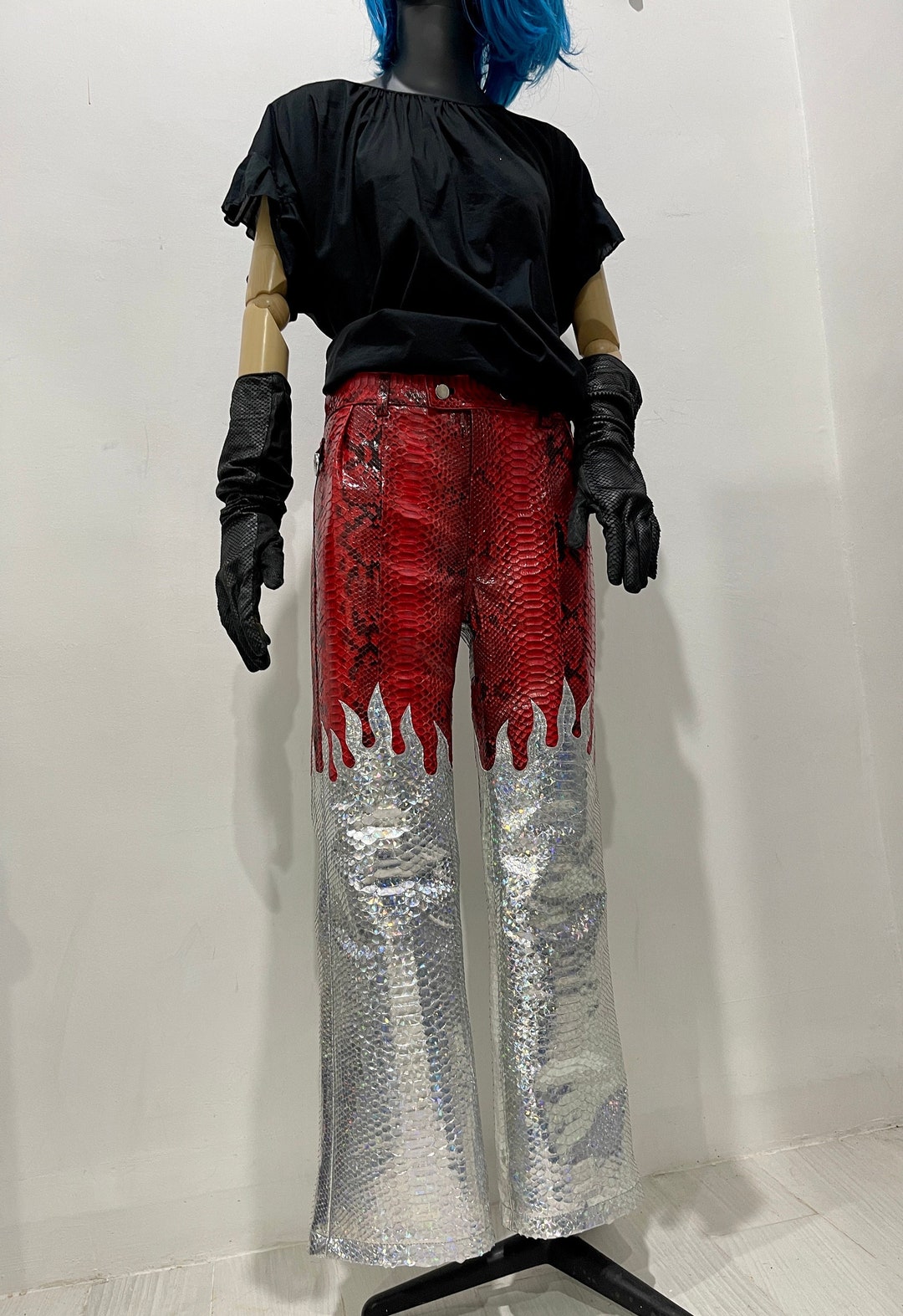 Python Leather Pants, Snakeskin Pants, Red Leather Pants, Real Python ...