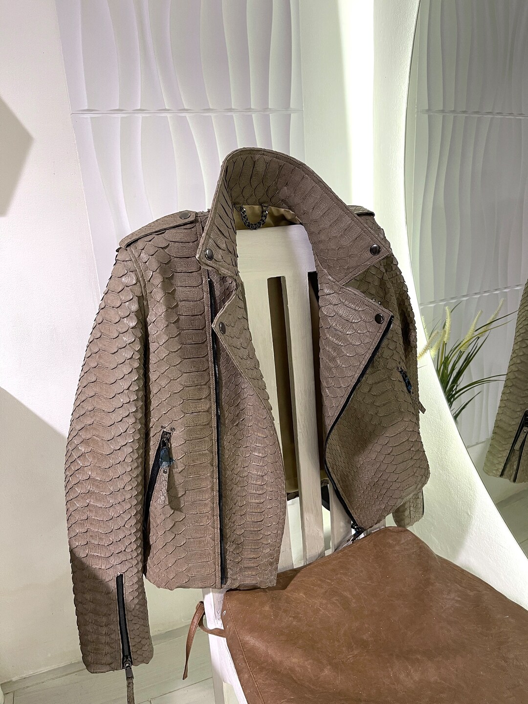 Custom Python Leather Biker Jacket, King Python Leather Jacket for ...