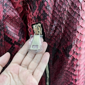 Man’s Red King Python Leather Jacket, Snakeskin Biker Jacket, Custom ...