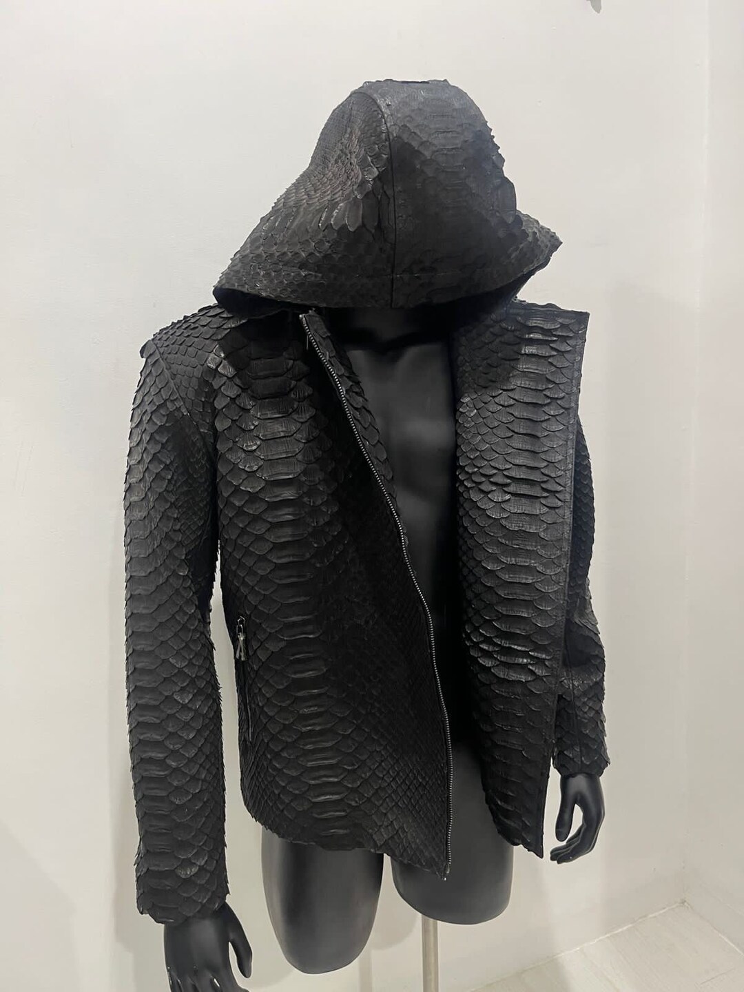 Man’s KING Snakeskin Custom Biker Jacket, Black Python Leather Jacket ...