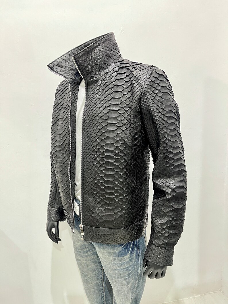 Men's KING Snakeskin Jacket Black Python Leather Jacket - Etsy