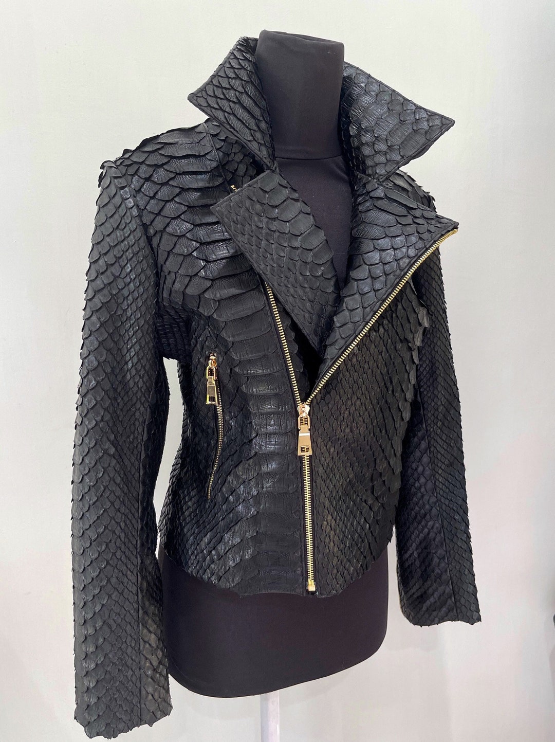 King Python Leather Jacket, Women's Snakeskin Jacket, Dragon Python ...