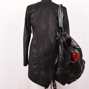 Snakeskin Backpack | Unisex Black Python Leather Backpack | Glossy ...