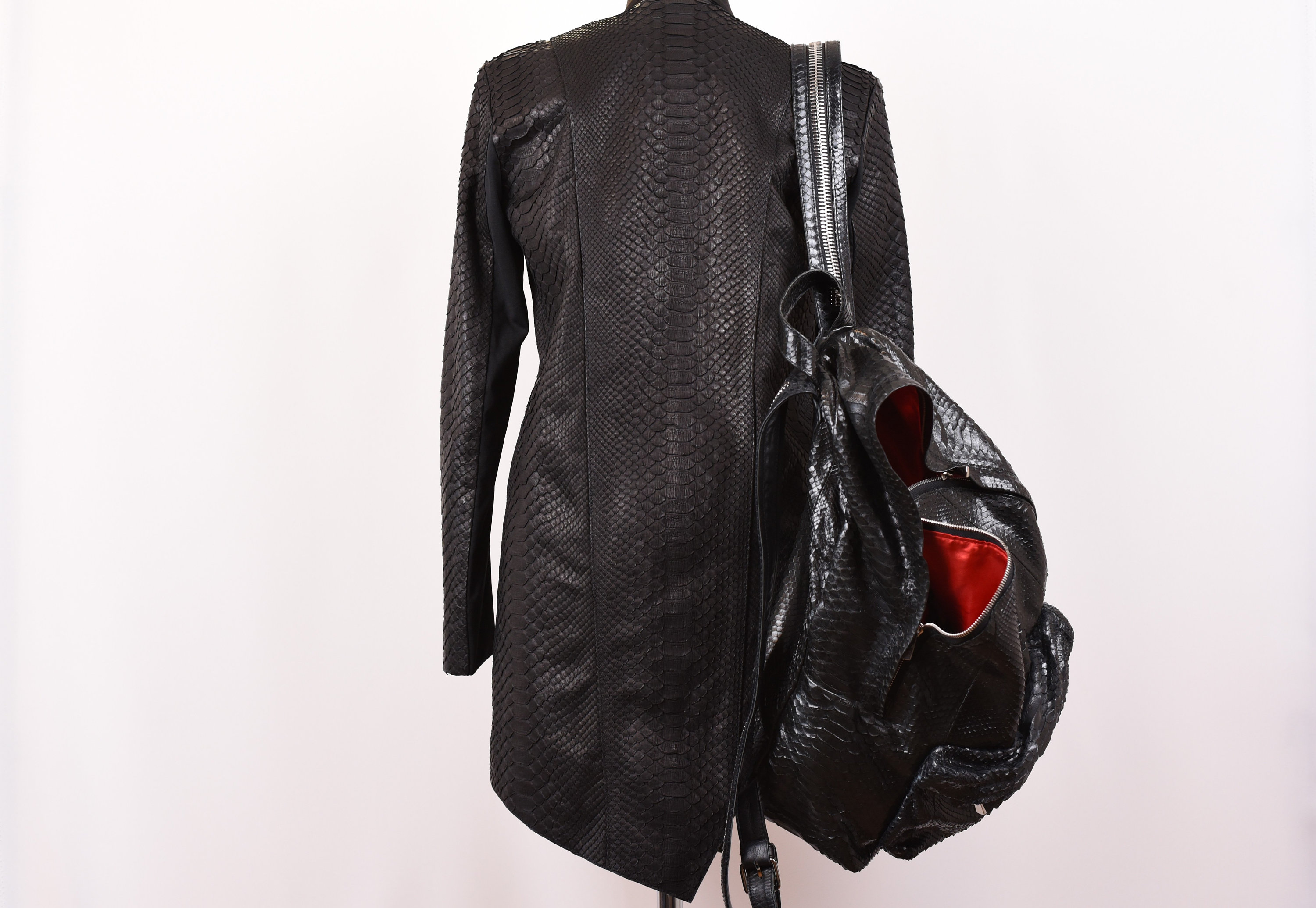 Snakeskin Backpack Unisex Black Python Leather Backpack - Etsy