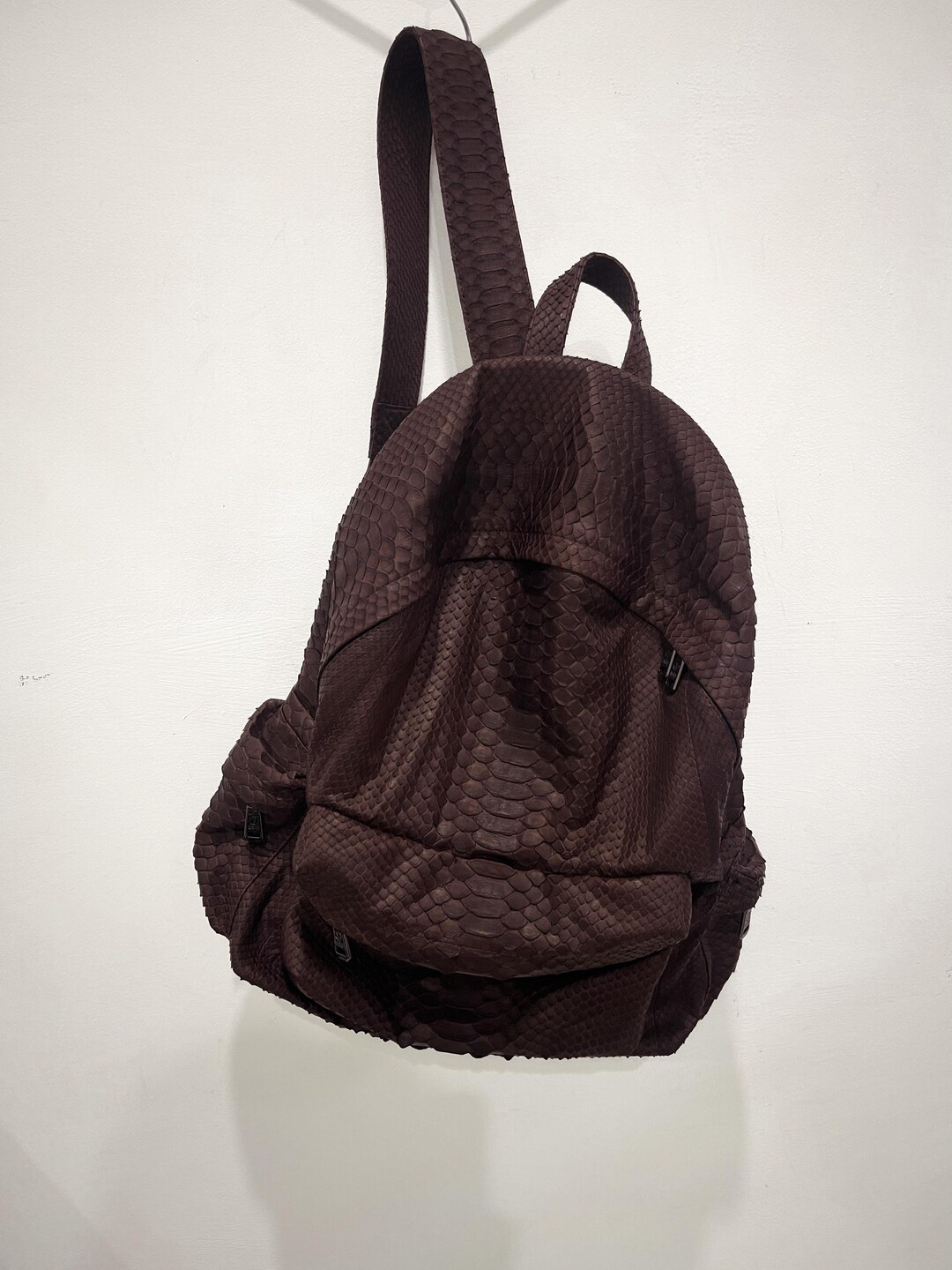 Snakeskin Backpack | Unisex Brown Python Leather Backpack | Glossy ...